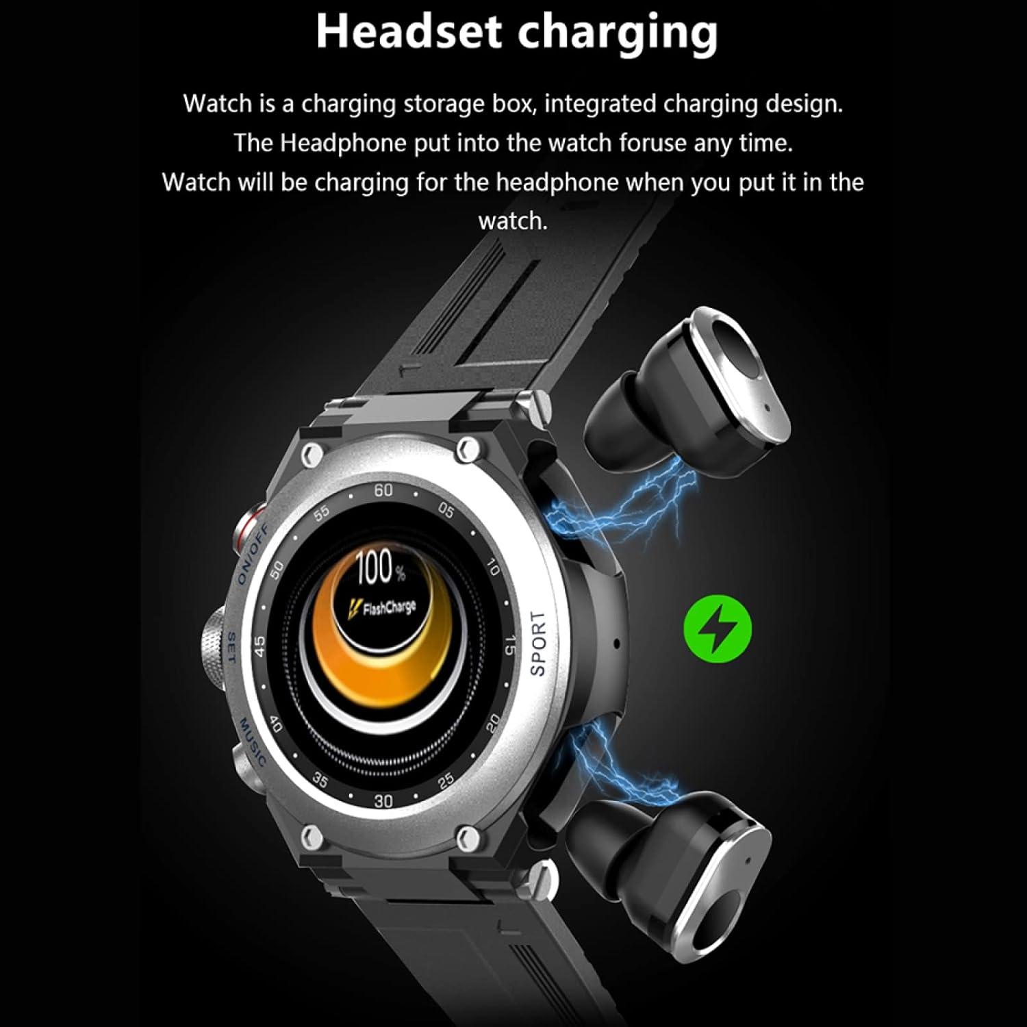 TWS 2 in 1 Smart Watch with Wireless Earbuds with Bluetooth Earphones